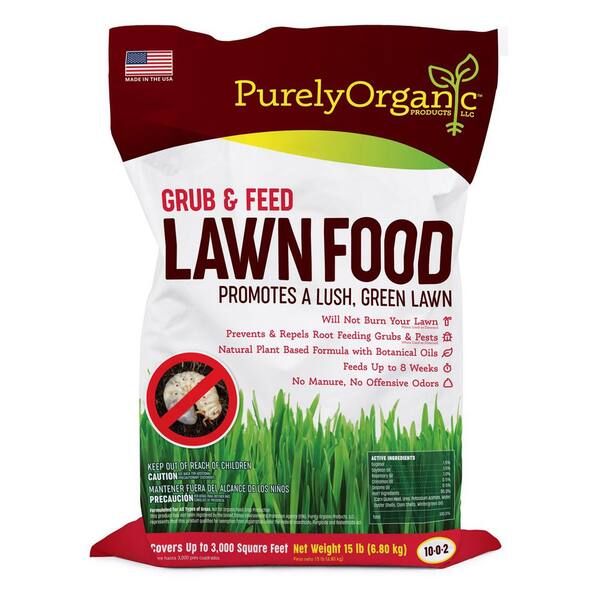 Purely Organic Products 15 lbs. Grub and Feed Lawn Food 10-0-2, Covers ...