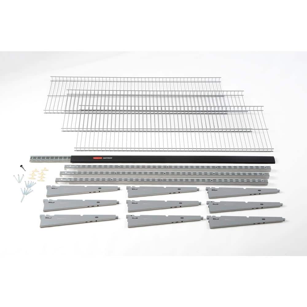 Rubbermaid 32 in. W Fast Track 16-piece Rail Shelf Kit, Black 2064666 ...
