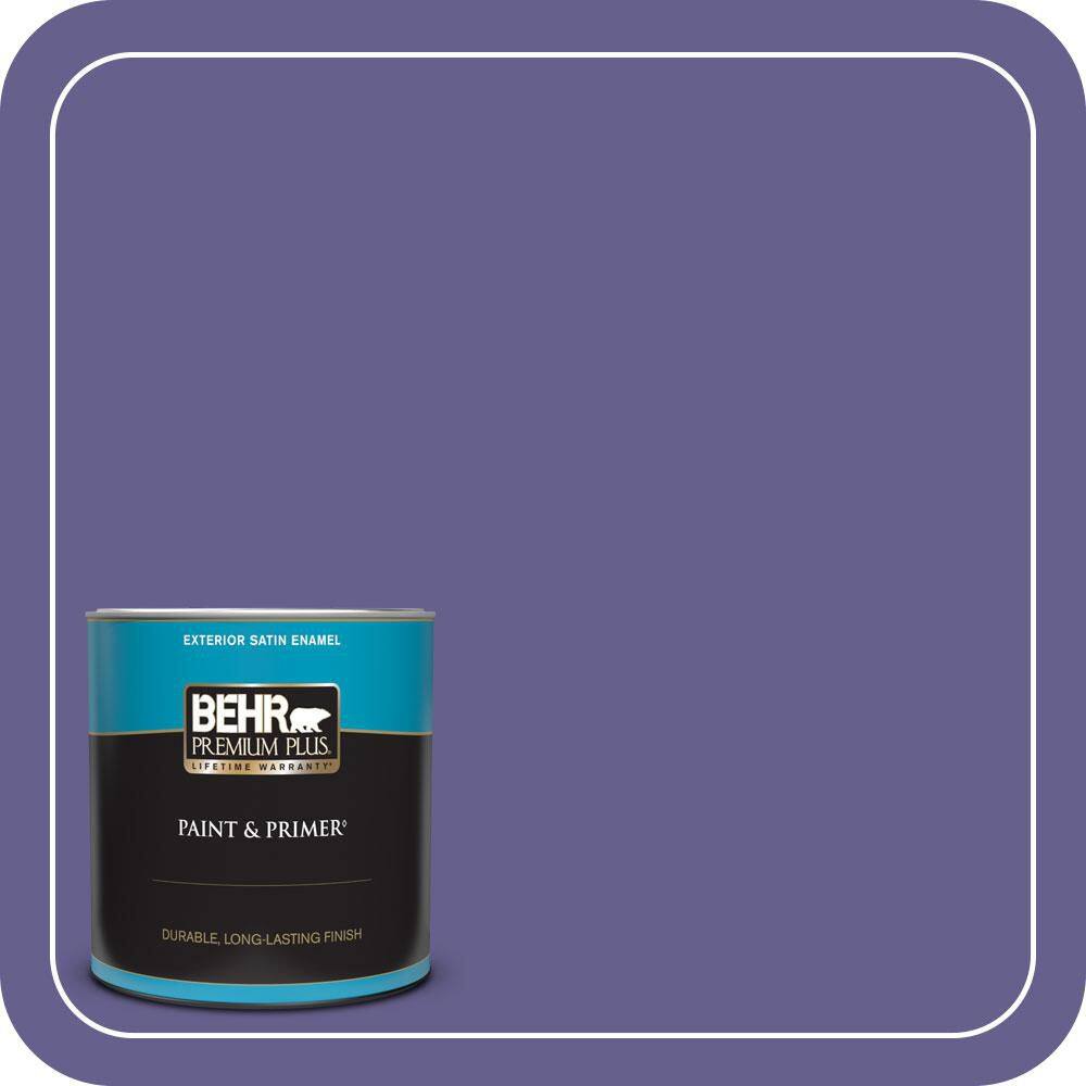 BEHR PREMIUM PLUS 1 qt. #S-G-630 Majestic Purple Satin Enamel Exterior ...