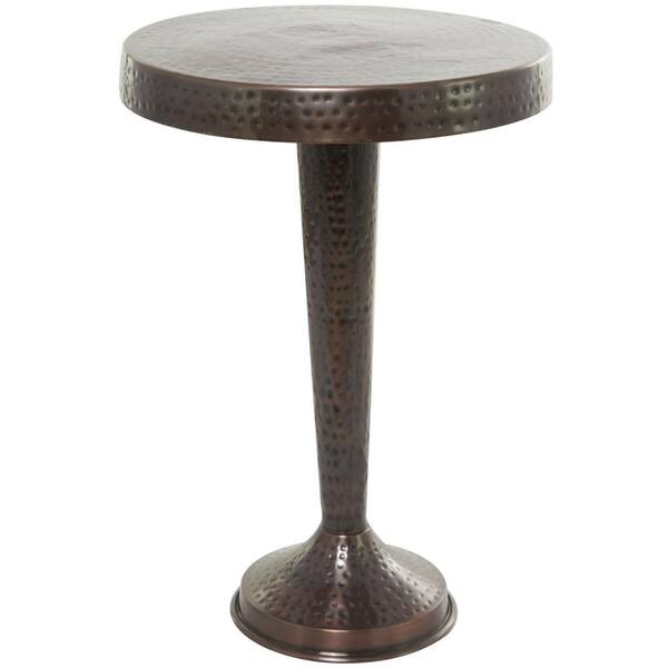 Litton Lane 19 in. Bronze Large Round Aluminum End Table with Hammered ...