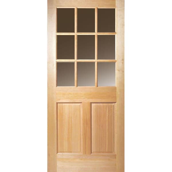 Masonite 32 in. x 80 in. 9 Lite 2-Panel Unfinished Fir Wood Front Door ...