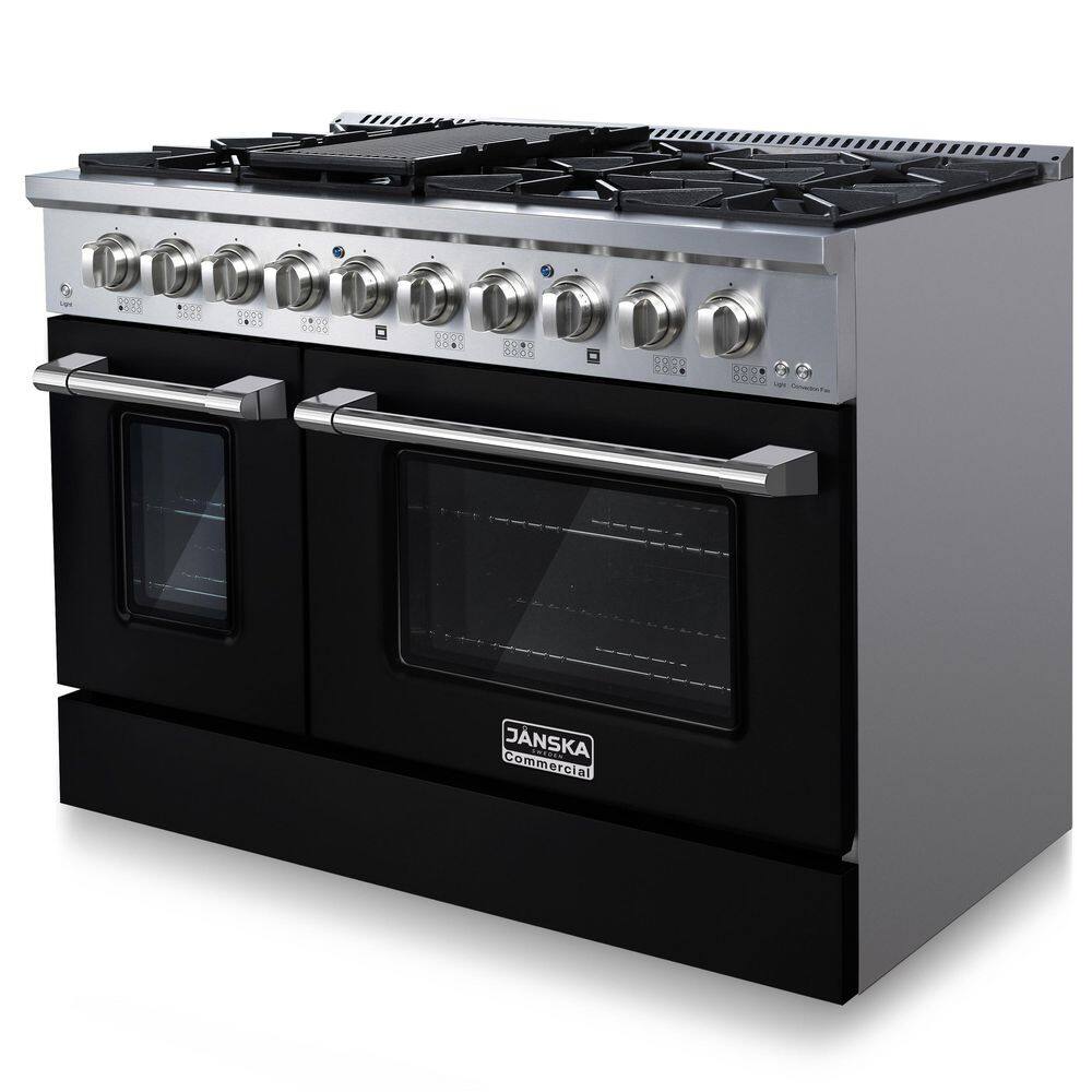 JANSKA Professional 48 in. Freestanding Dual Fuel Range, 8-Burners, 6.7 ...