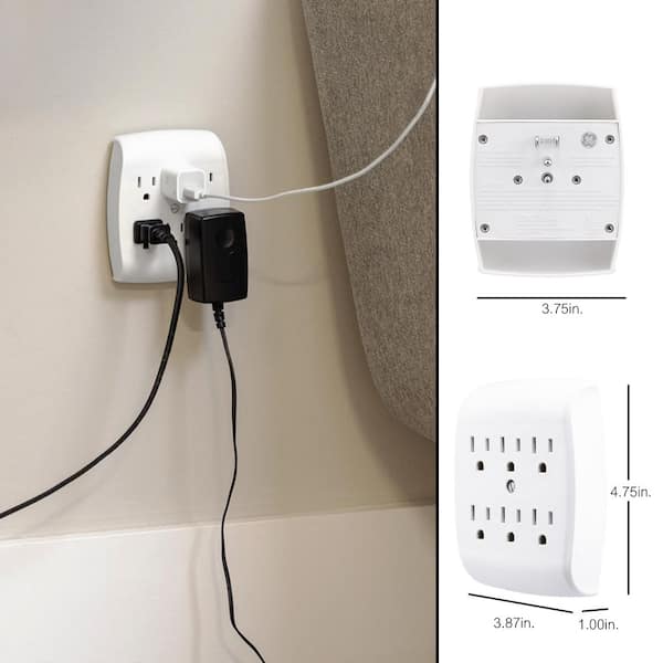 GE 54947 6 Outlet Grounded Wall Tap