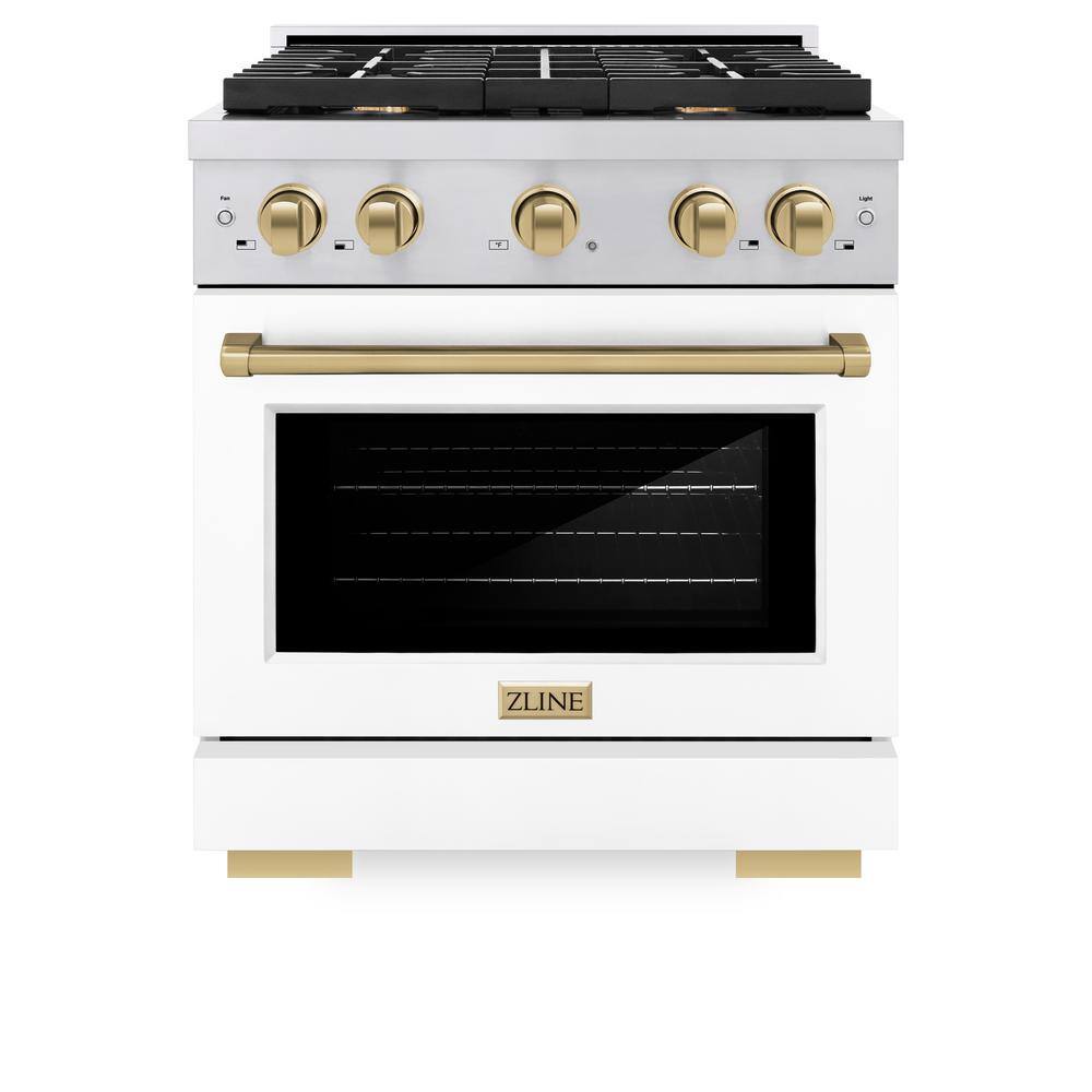 ZLINE Kitchen and Bath Autograph Edition 30 in. 4-Burner Gas Range with ...