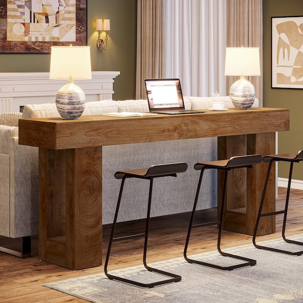 Rustic sofa table with stools store