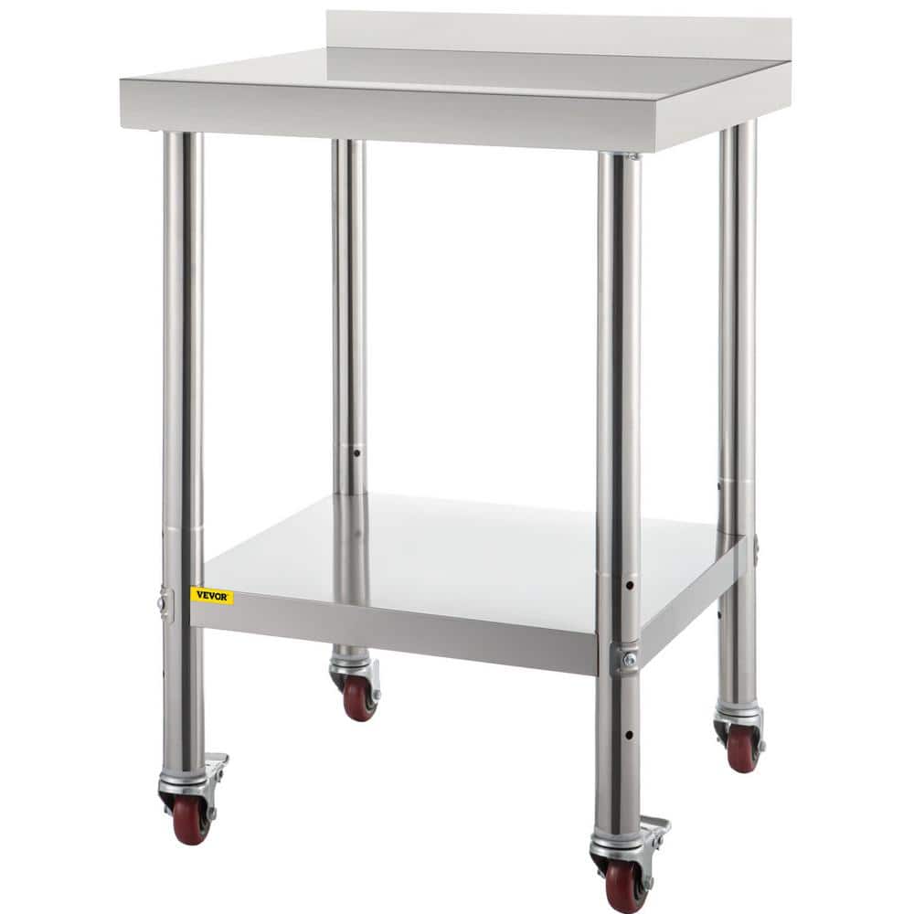 VEVOR Stainless Steel Prep Table 24 x 24 x 35 in. Heavy Duty Metal Worktable with Adjustable Undershelf Kitchen Utility Tables BXGYDGZ242435VUWUV0 The Home Depot