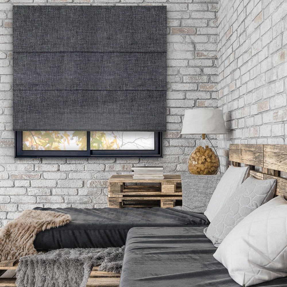 YELLOW BLINDS Lakehouse Pebble Blackout Cordless Polyester Roman Shades ...