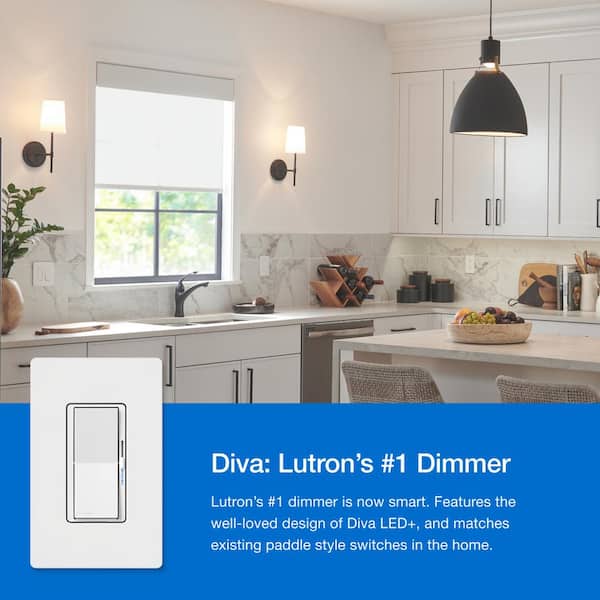 Lutron Diva Smart Dimmer Switch 3-Way Kit with Pico Paddle Remote, 150 ...