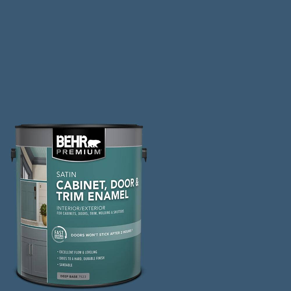 BEHR PREMIUM 1 gal. #M500-6 Express Blue Satin Enamel Interior/Exterior ...