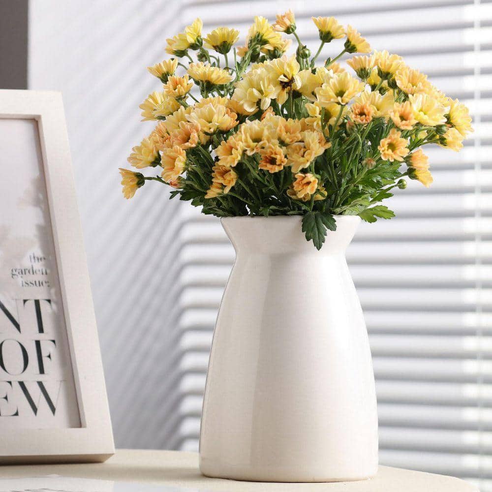 Angel Sar 7.09 in. White Ceramic Round Decorative Vase, Modern Vases ...