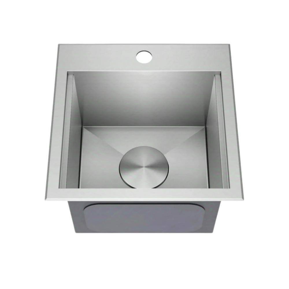 PRIMEPLUS 16 Gauge Stainless Steel 15 in. 1-Hole Drop-In Bar Sink BS ...