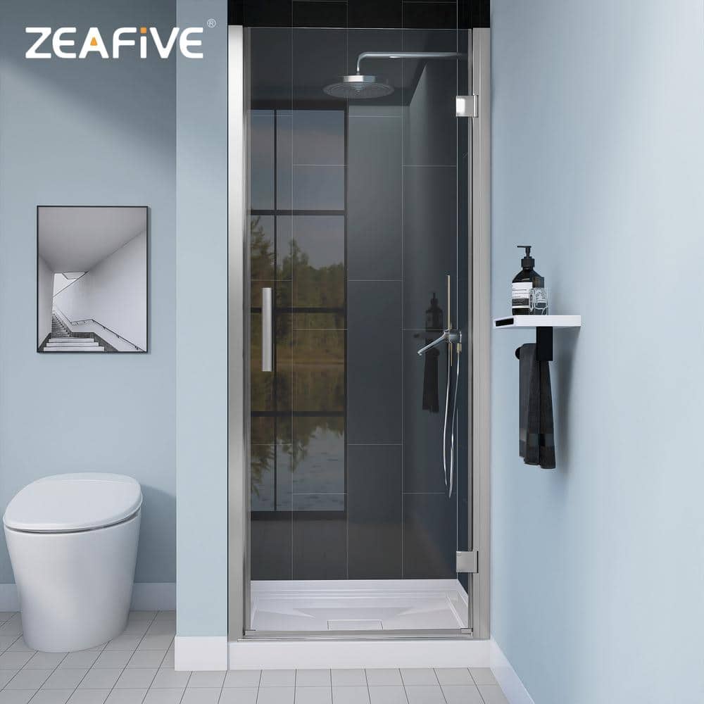 Zeafive 32 to 33-1/4 in. W x 72 in. H Frameless Pivot Swing Single ...
