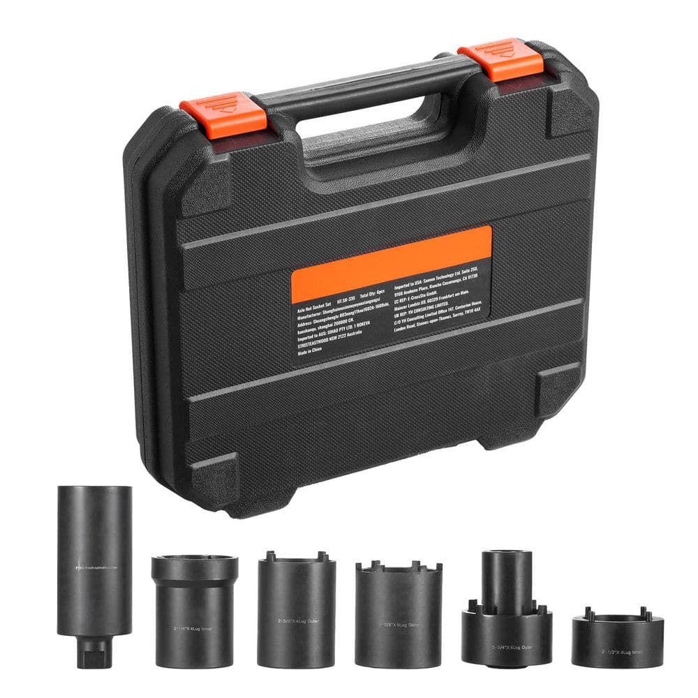 SKYSHALO Spindle Nut Socket Tool Kit, 1/2 in. Drive 6 Piece Axle Hub ...