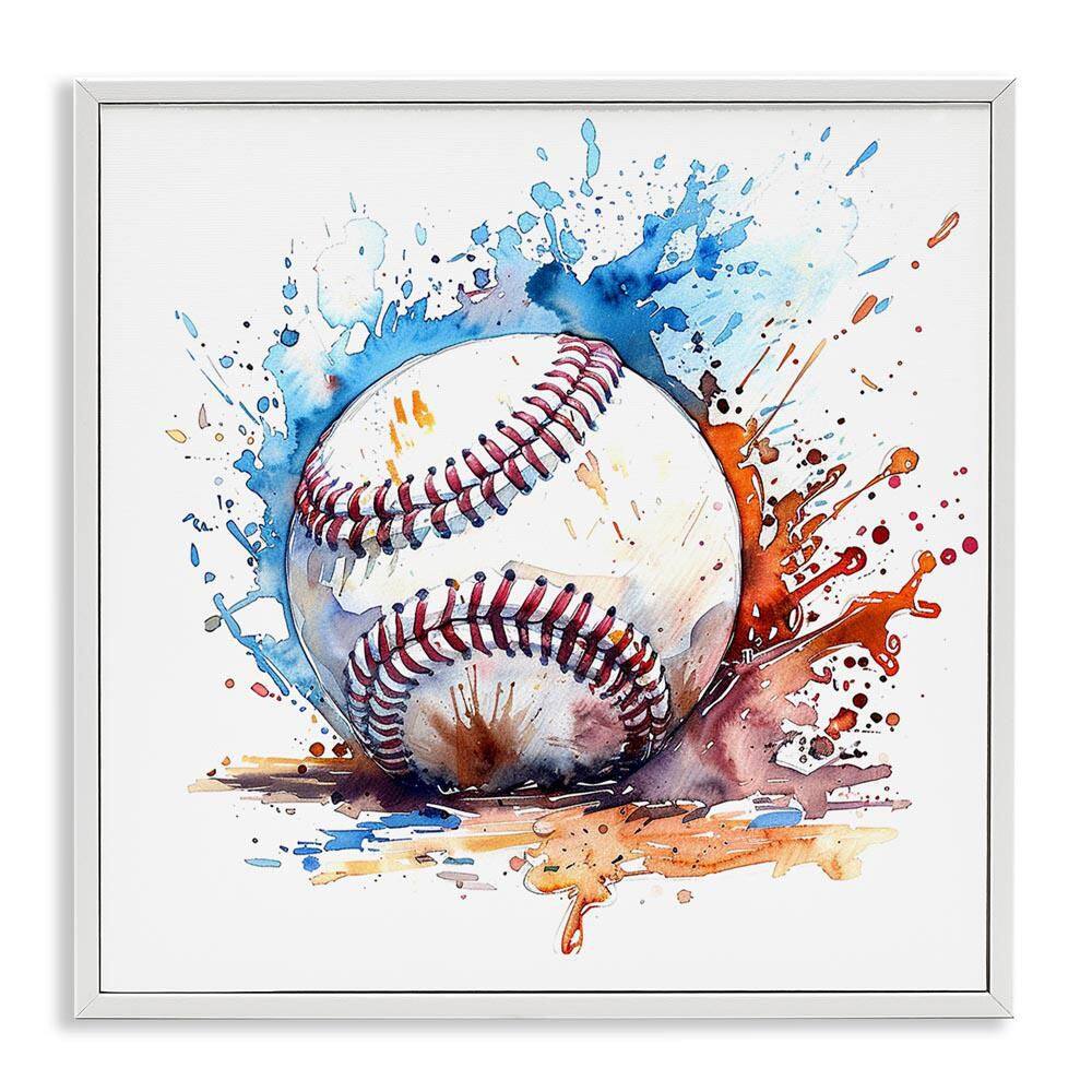 Stupell Industries Baseball Chromatic Splash by LSR Design Studio White ...