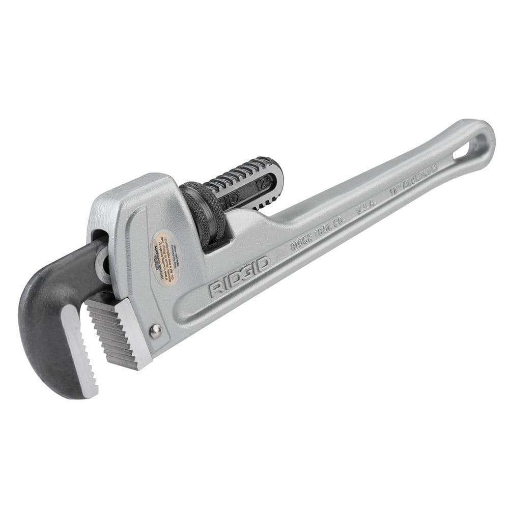 RIDGID 12 in. Aluminum Straight Pipe Wrench for Plumbing Sturdy ...