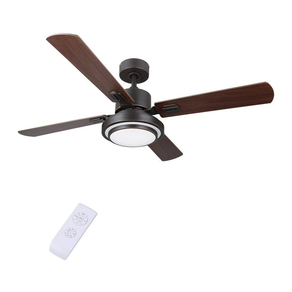 Merra 52 in. LED Indoor Old Bronze Ceiling Fan with Light Kit and ...
