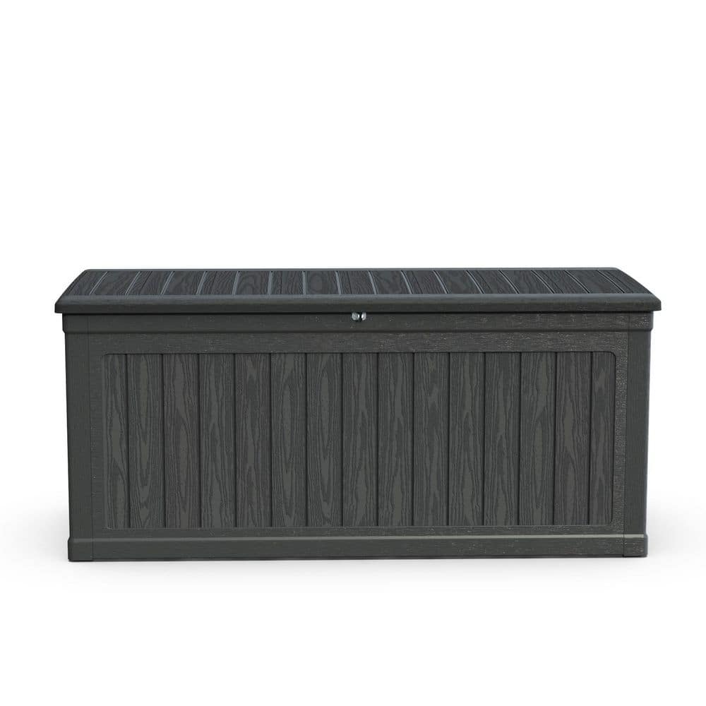 Black 260 Gal. Plastic Waterproof Large Outdoor Deck Box with Lockable ...