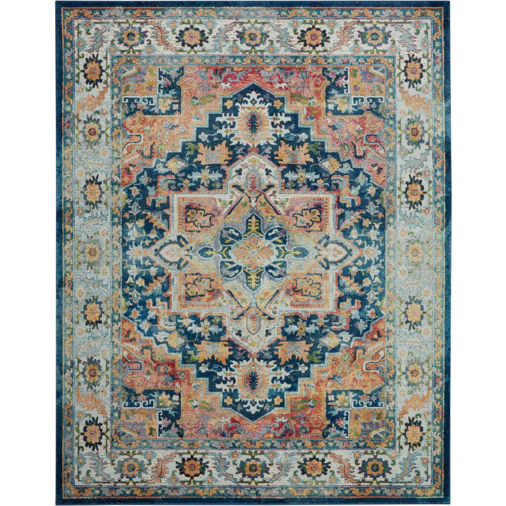 Nourison Global Vintage Blue/Multicolor 8 ft. x 10 ft. Persian ...