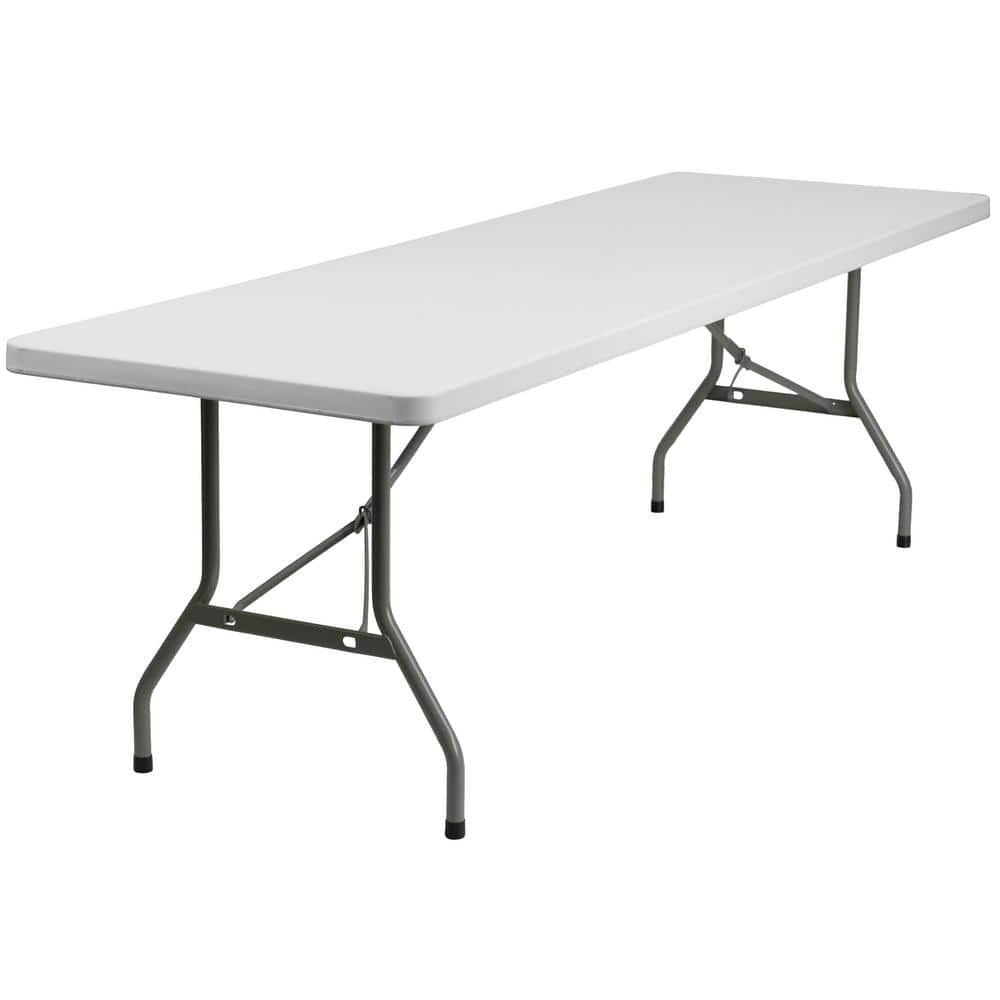 Carnegy Avenue Elon 96 in. L Rectangle Granite White Plastic Top Folding Table with 8 ft. CGA ...