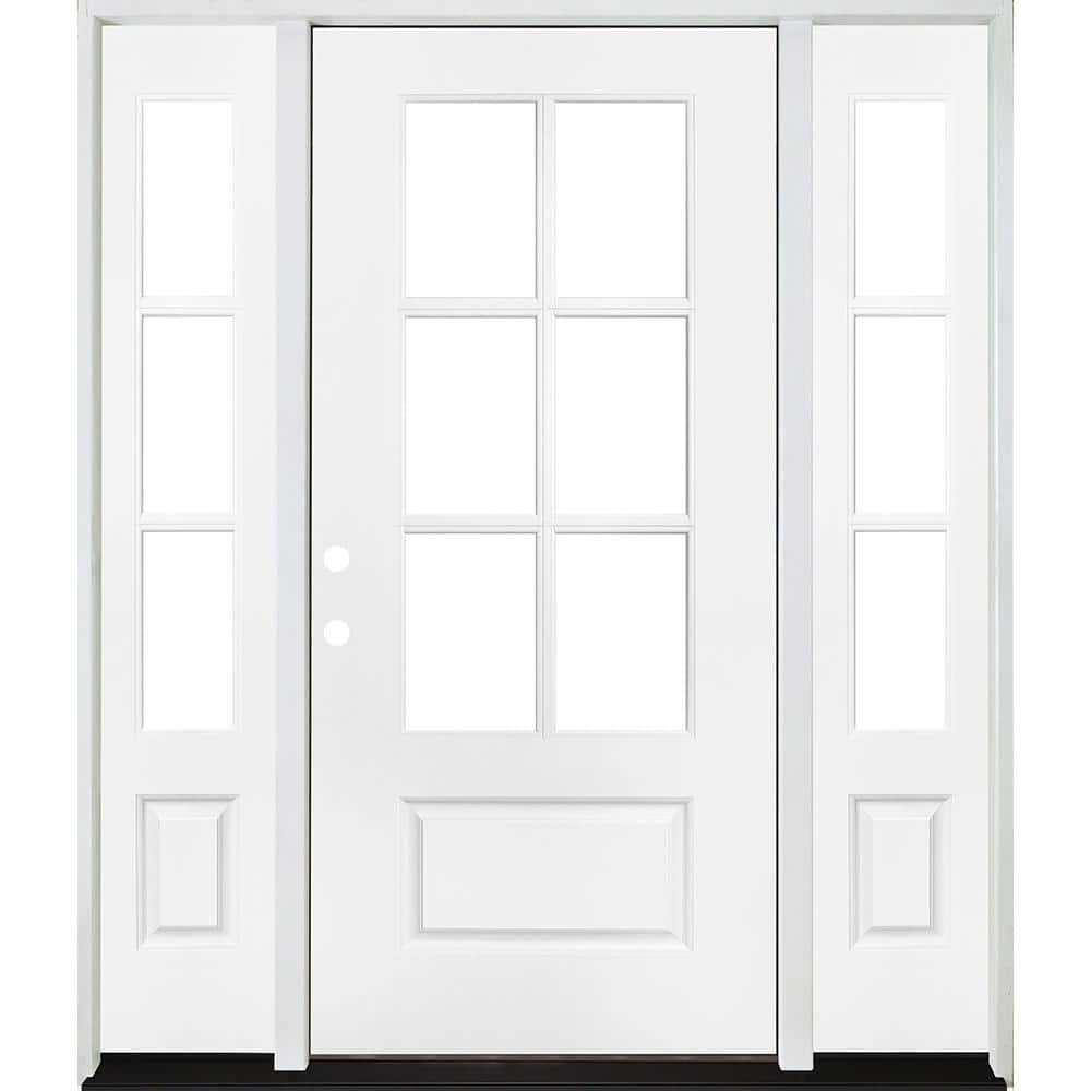 Steves & Sons Legacy 60 in. x 80 in. 3/4-6-Lite Clear Glass RHIS White ...