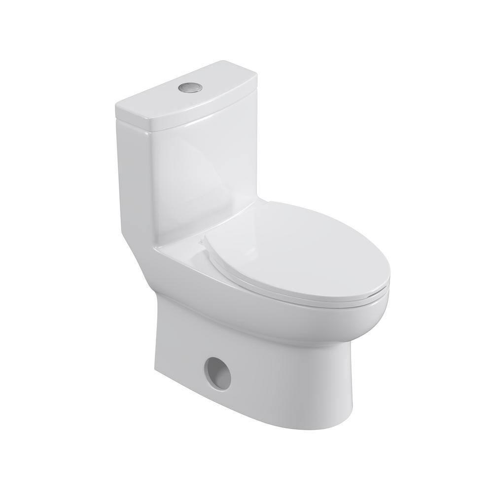 ANGELES HOME Ceramic 1-Piece 1.27 GPF Dual Flush Elongated Toilet in ...
