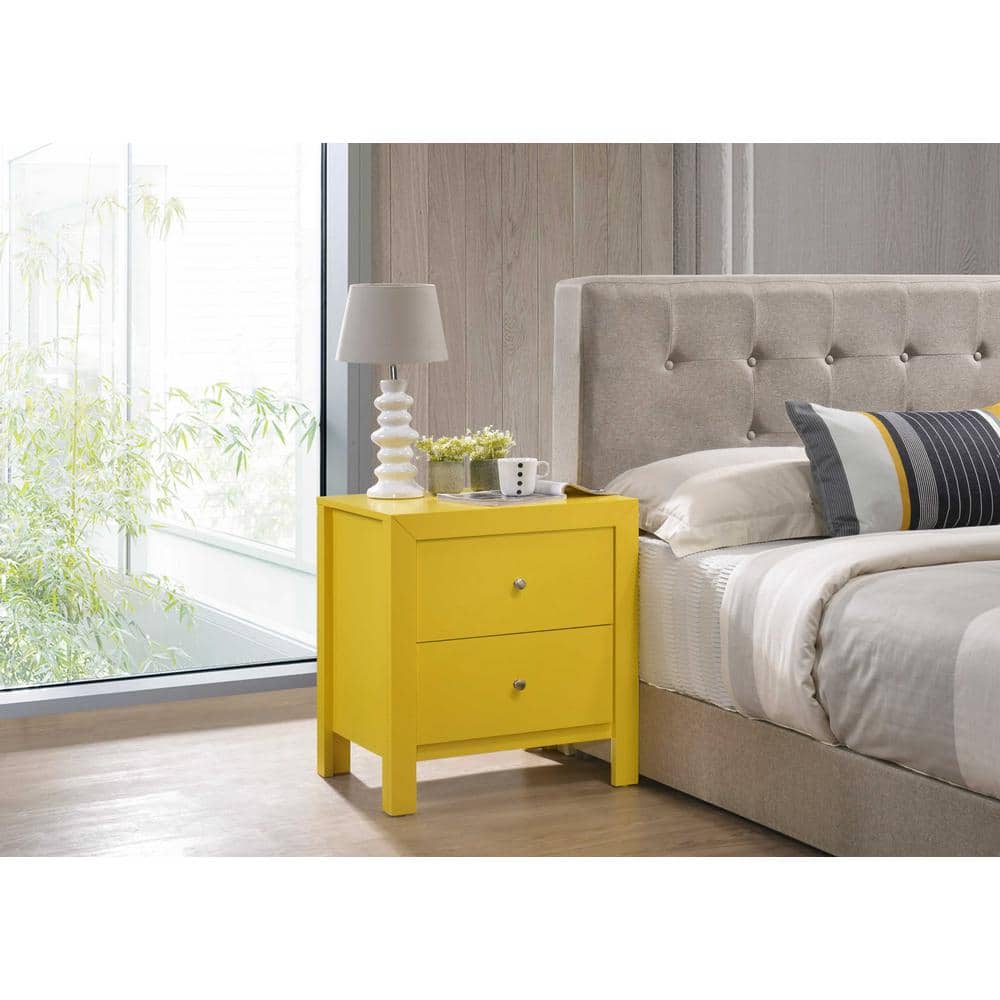 AndMakers Burlington 2-Drawer Yellow Nightstand (25 in. H x 22 in. W x ...