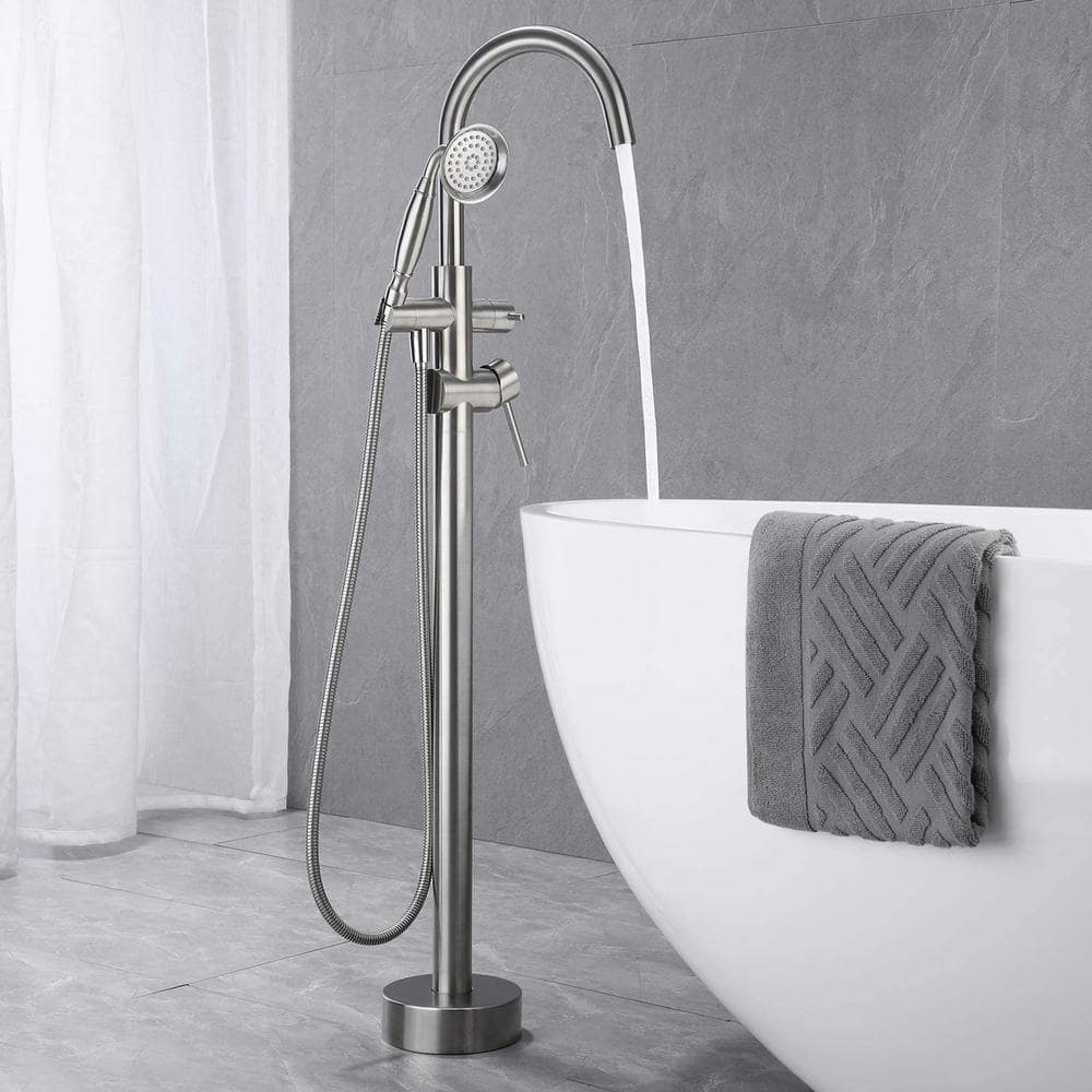 2-Handle Shower Set Freestanding Tub Filler Bathtub Brass Faucet, with ...