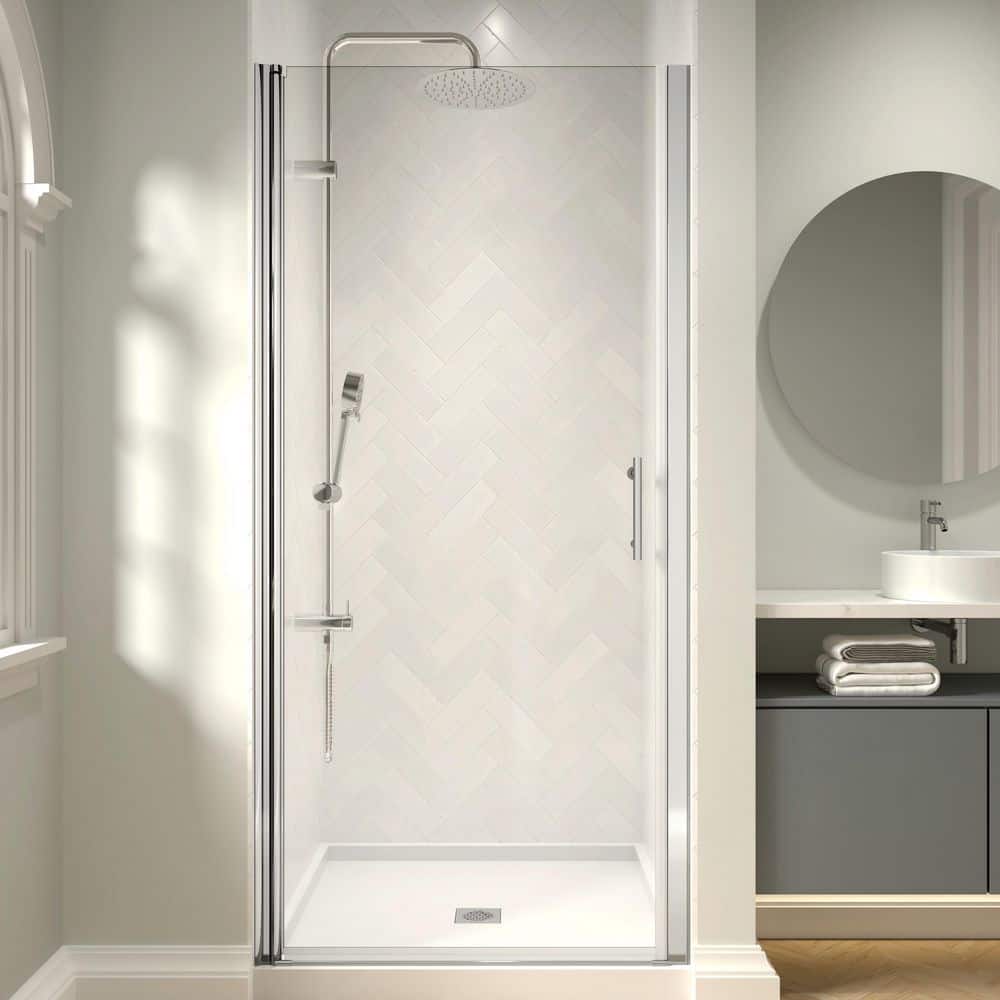 imperiol Modern 34 in. W x 72 in. H Pivot Swing Frameless Shower Door ...