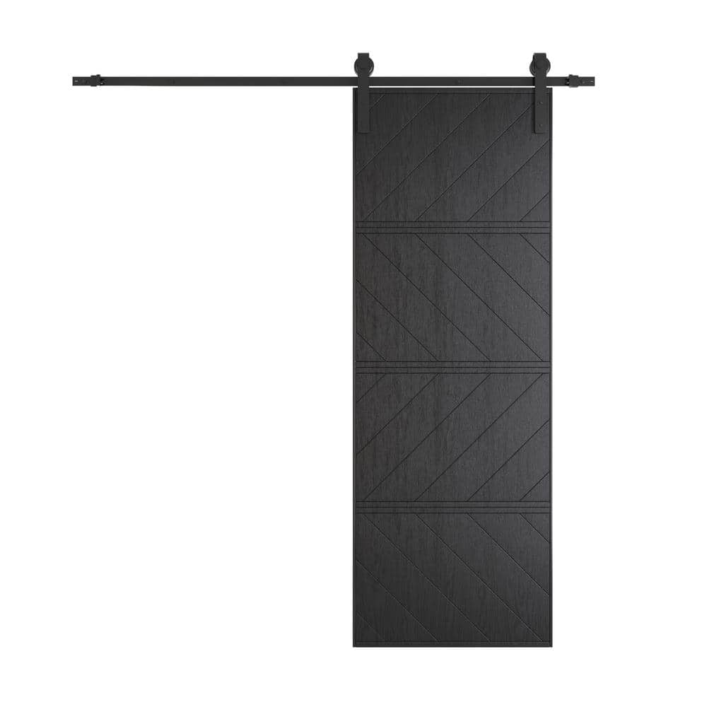 TENONER 30 in. x 84 in. Black Wood Panel Textured MDF and PVC Covering ...