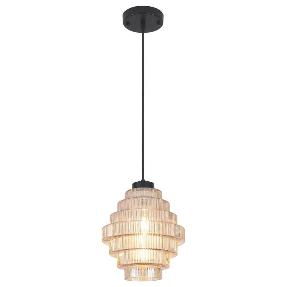 ZJVAIVE 1-Light Metal Black Hanging Ceiling Pendant Light Chandelier ...