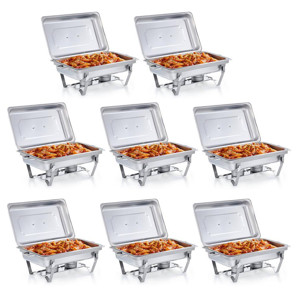 Wilprep 8 Pack 9.5 Qt. Chafing Dish Buffet Set Stainless Steel with ...