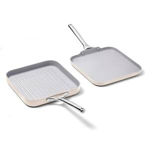 Caraway 2-Piece Ceramic Square Griddle and Grill Pan Cookware Set in ...