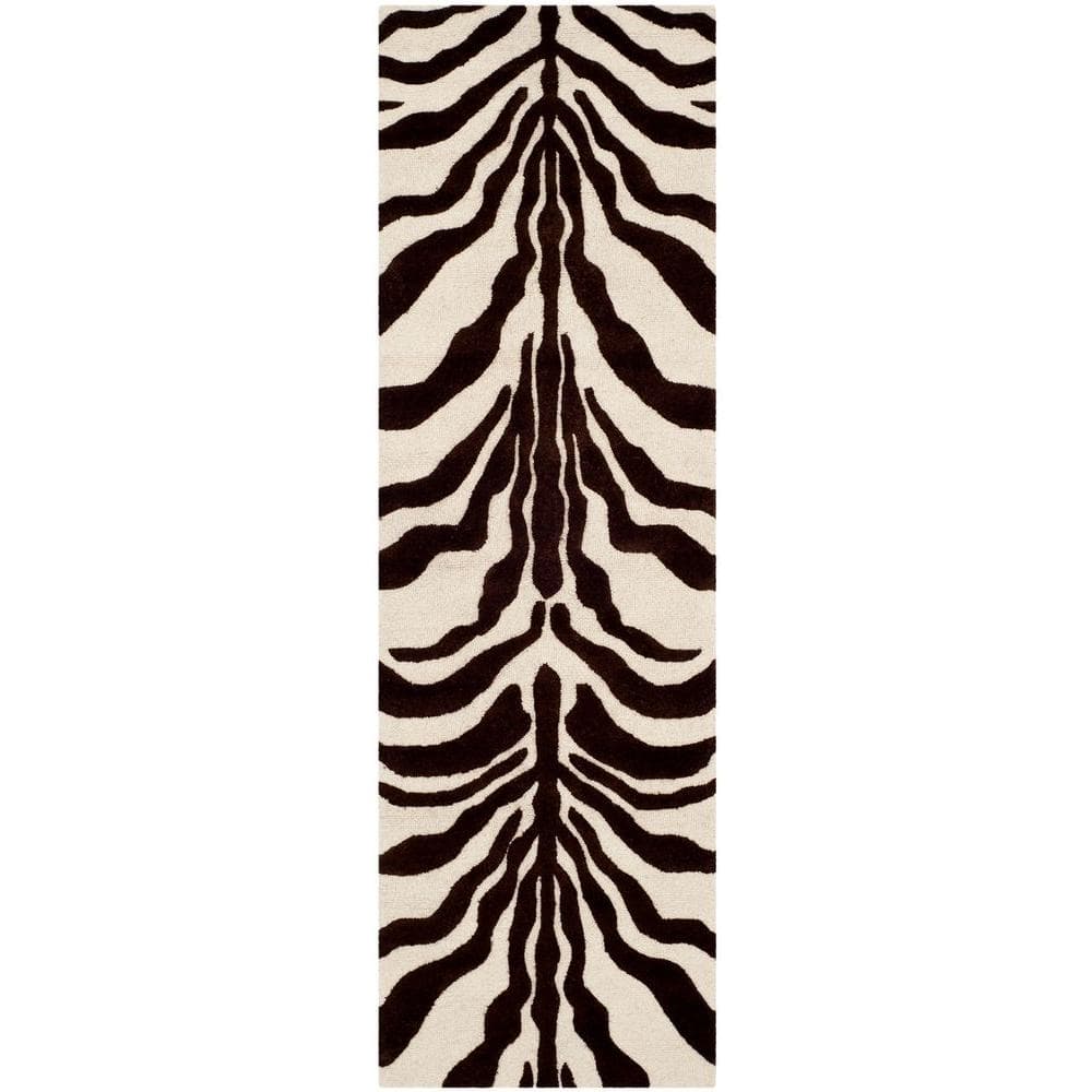 SAFAVIEH Cambridge Ivory/Brown 3 ft. x 8 ft. Animal Print Runner Rug ...