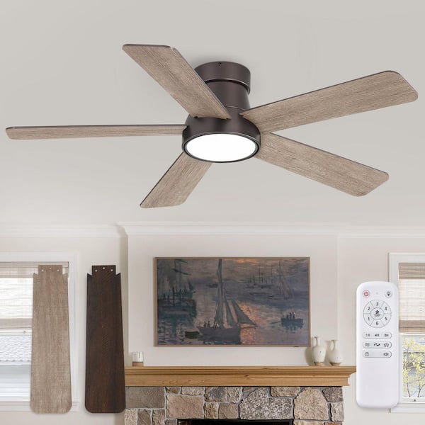 HINNIXY 42 in. Indoor Walnut Modern Flush Mount Low Profile Standard ...