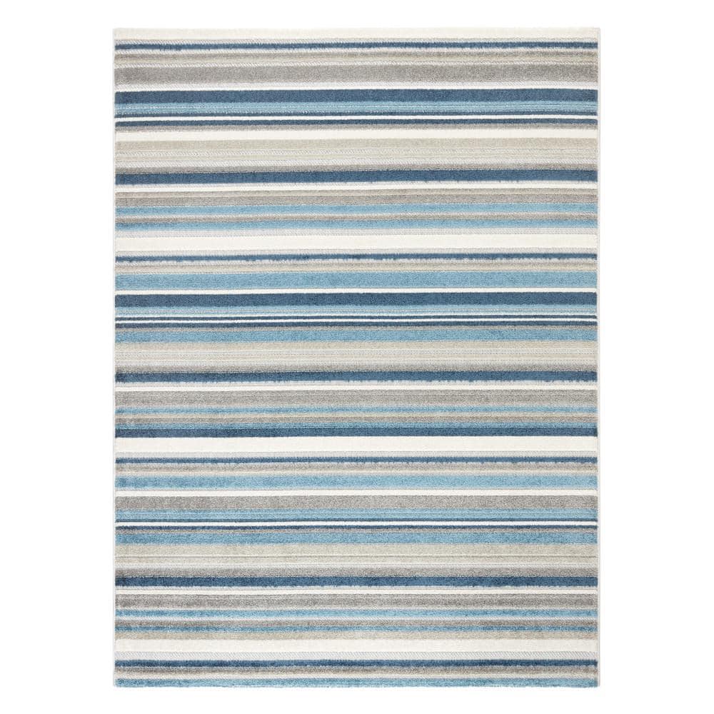 TOWN & COUNTRY LIVING Rio Multicolor/Blue 3 ft. x 5 ft. Stripe Indoor ...