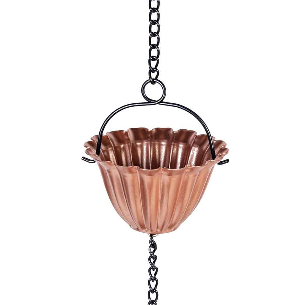 Phewnyzo 9 ft. Rain Chain Adjustable Metal Gutter Chain with 12 Gold ...