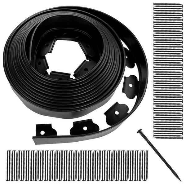 Cisvio 66 ft. No-dig Garden Edging Kit Plastic Garden Border with 120 ...