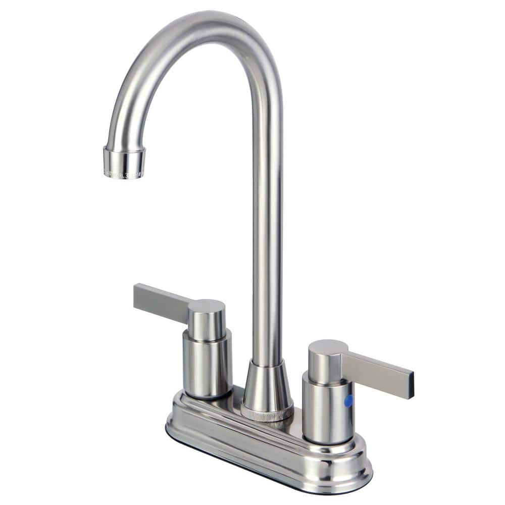 Kingston Brass NuvoFusion Two Handle Bar Faucet in Brushed Nickel ...