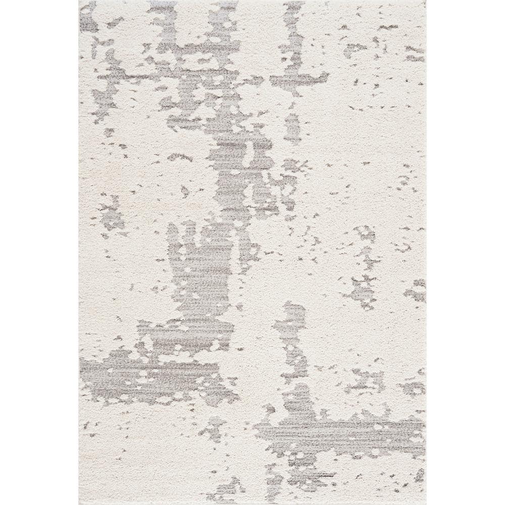 Tayse Rugs Artisan Shag Ivory 8 ft. x 10 ft. Abstract Indoor Area Rug ...