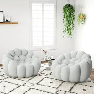 Magic Home Set of 2 Roche Bubble Sofa 49.2 in. Fabric Lazy Floor ...