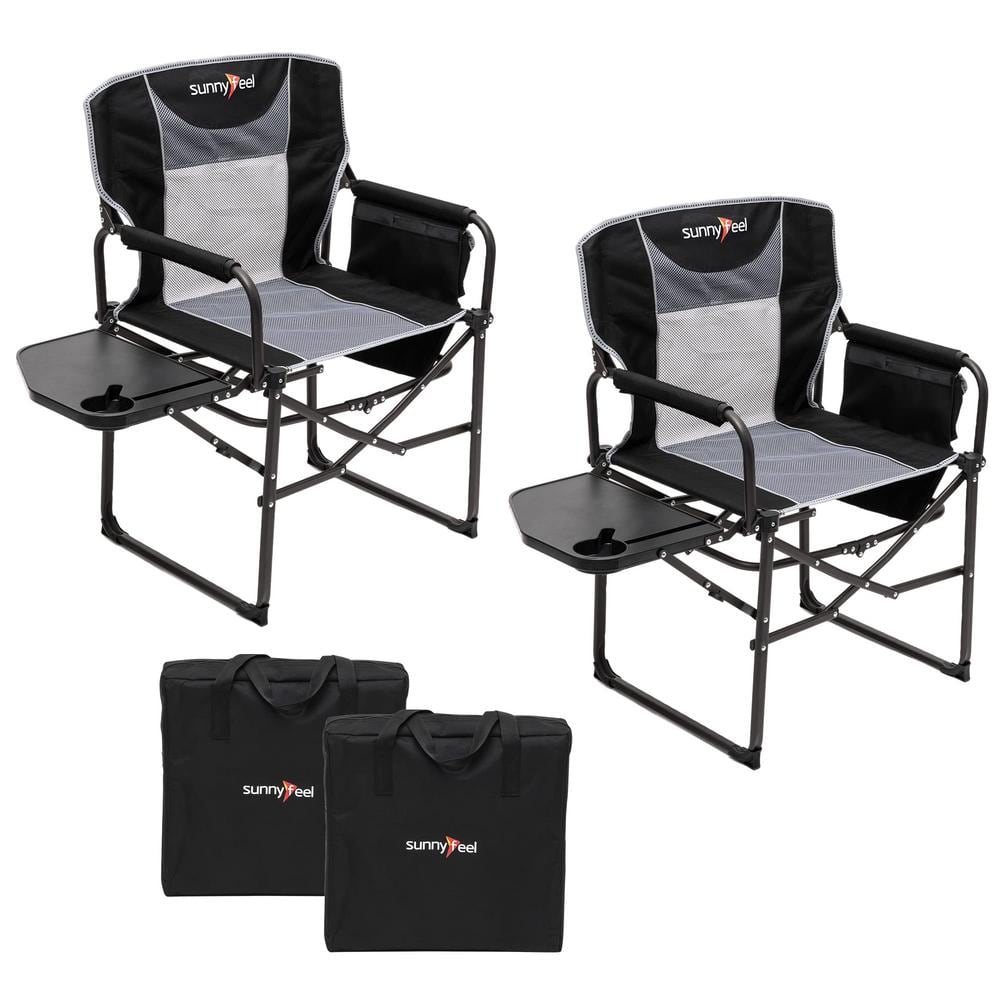 Angel Sar Heavy-Duty Oversized Folding Camping Chair with Side Table ...