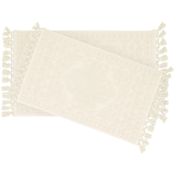 French Connection Nellore Fringe Cotton Ivory 17 x 24 in./20 x 34 in. 2 ...
