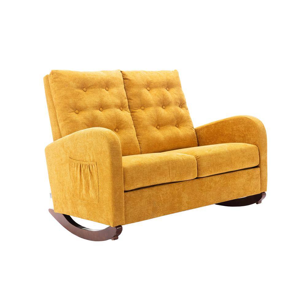 URTR Yellow Upholstered Rocking Sofa, High Back Armchair, Rocker Chair ...