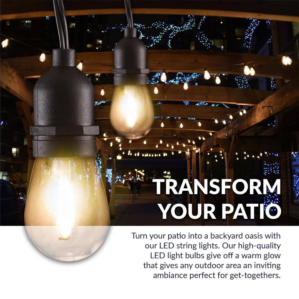 Outdoor 25 ft. Plug-in S14 Edison Bulb String Lights Commercial Grade ...
