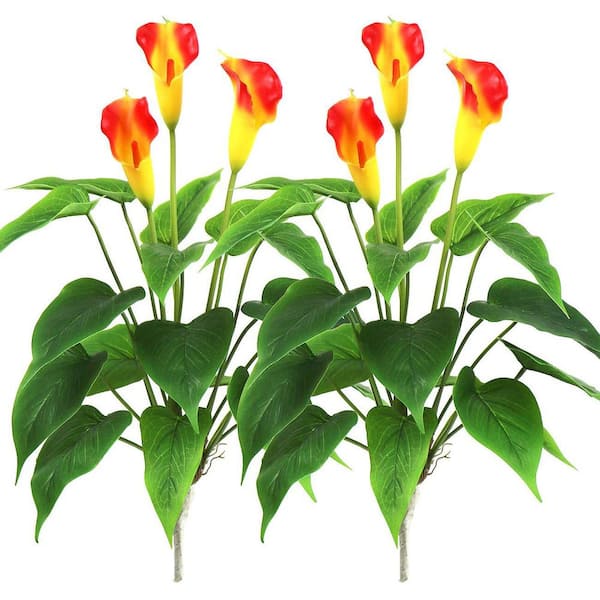 Afoxsos 2 in. Artificial Orange Indoor/Outdoor Calla Lily Silk Flower ...