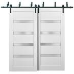 Urban Woodcraft 42 in. x 96 in. AZTEC Solid Core White Wood Modern Barn ...