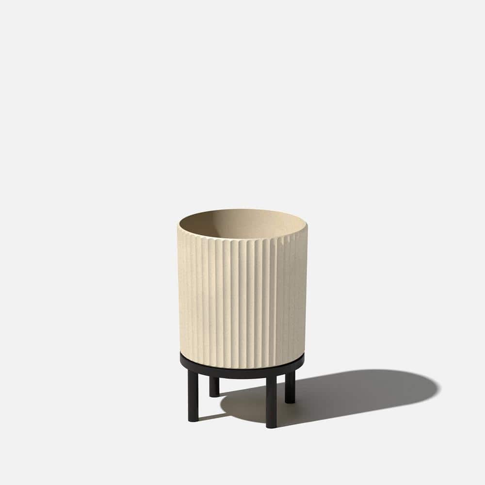 Veradek Demi Medium Sand Plastic Round Planter with Black Stand and ...