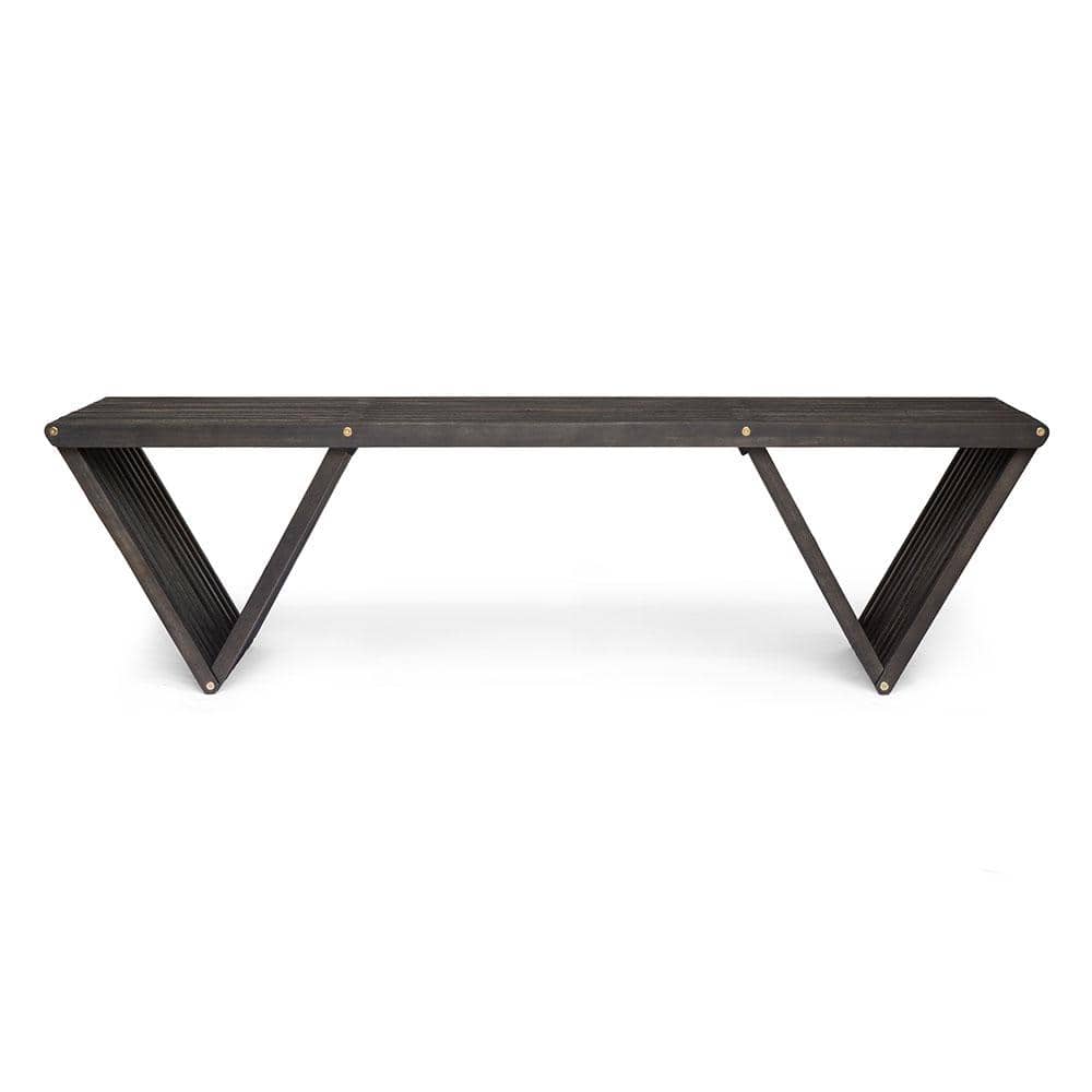 Misopily Dark Gray Wood Transitional Outdoor Bench with Triangular ...