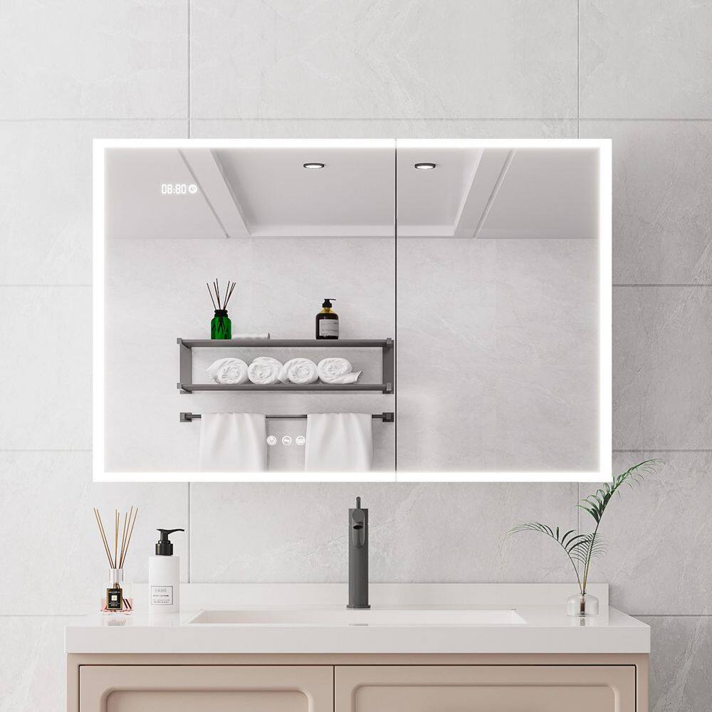 Ziyudura 36 in. W x 24 in. H Rectangular Aluminum Surface Mount ...