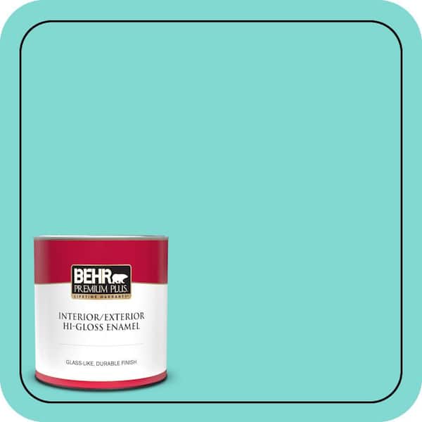 BEHR PREMIUM PLUS 1 qt. #MQ4-22 Key Largo Hi-Gloss Enamel Interior ...